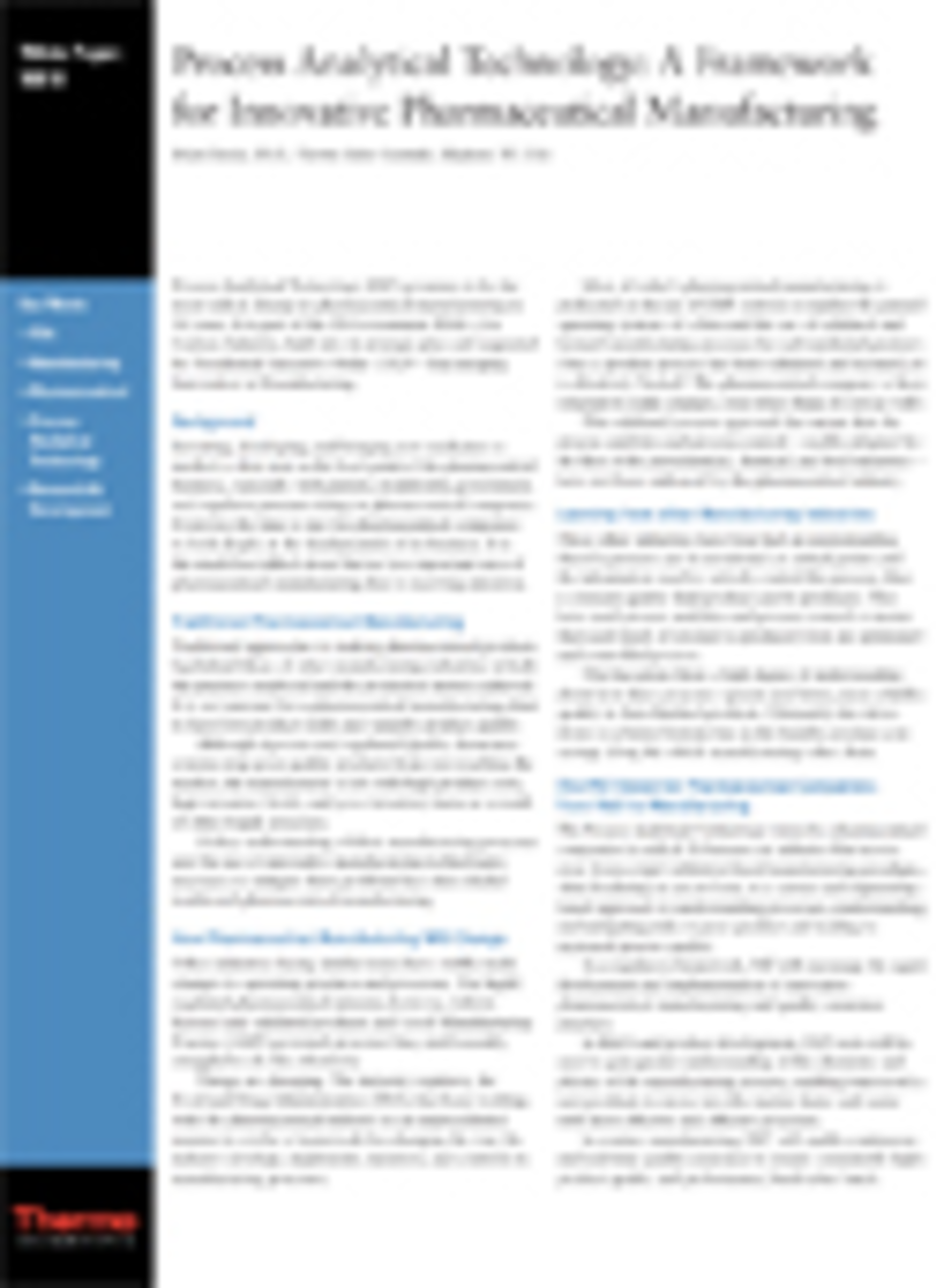 Process Analytical Technology: A Framework for Innovative ...